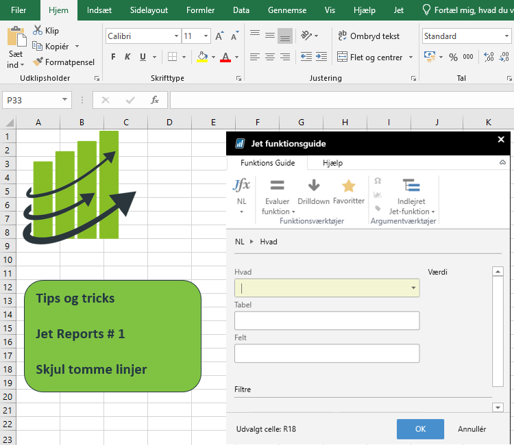 Jet Reports - Skjul tomme linjer